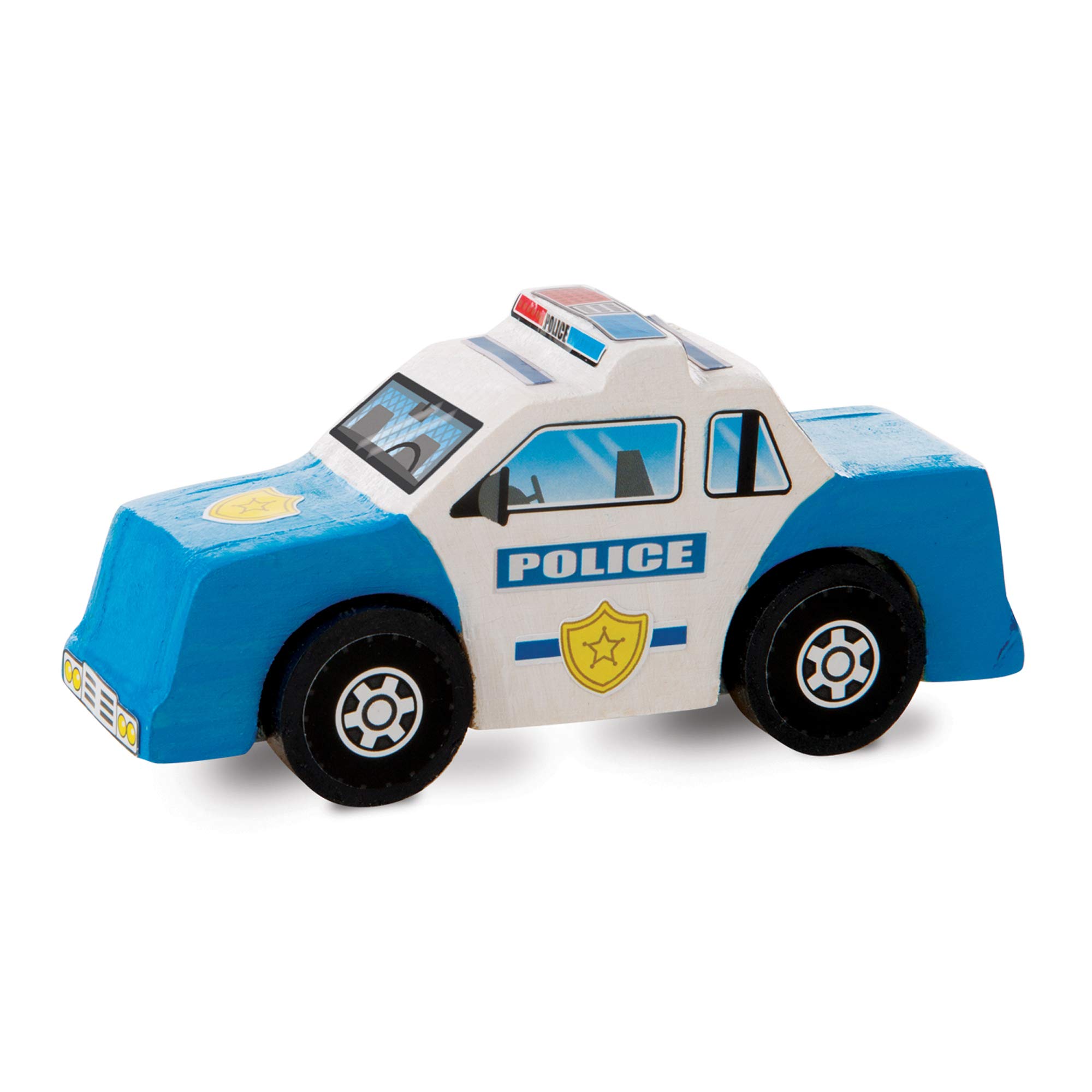 Melissa & Doug Created by Me! Rescue Vehicles Wooden Craft Kit - Decorate-Your-Own Police Car, Fire Truck, Helicopter