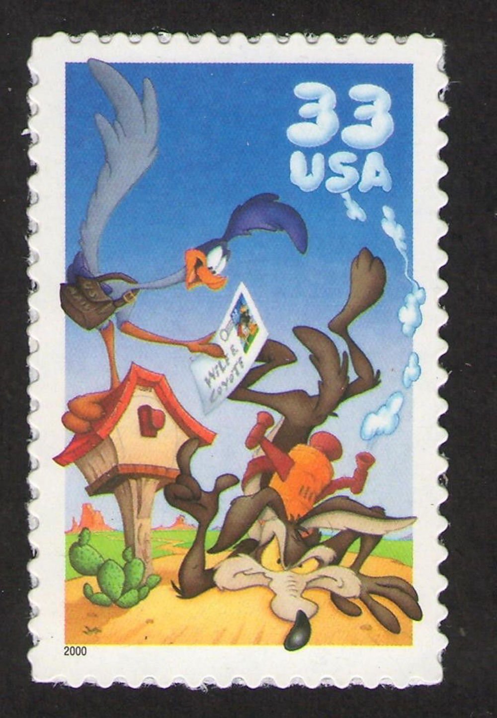 Wile E. Coyote & Road Runner Looney Tunes Sheet of 10 33-Cent Stamps, US, Scott 3391