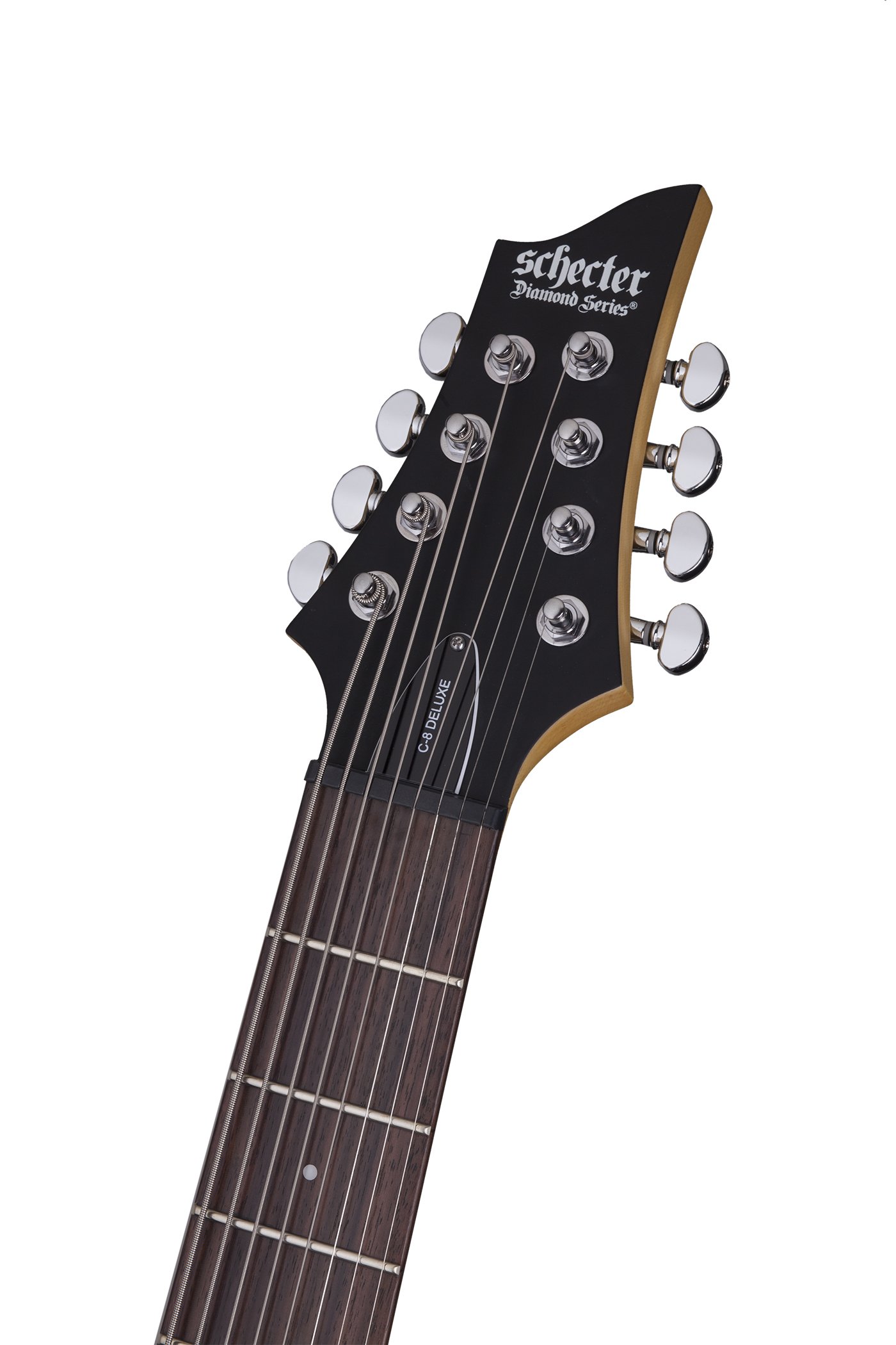 Schecter C-8 DELUXE Satin Black 8-String Solid-Body Electric Guitar, Satin Black