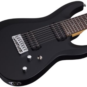 Schecter C-8 DELUXE Satin Black 8-String Solid-Body Electric Guitar, Satin Black