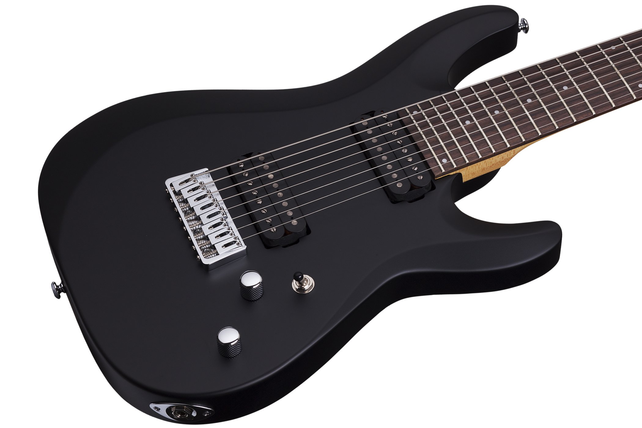 Schecter C-8 DELUXE Satin Black 8-String Solid-Body Electric Guitar, Satin Black