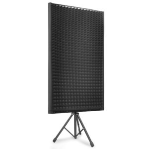 pyle psip24 acoustic isolation absorber shield sound wall panel studio foam and dampening wedge with height adjustable stand,charcoal gray