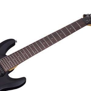 Schecter C-8 DELUXE Satin Black 8-String Solid-Body Electric Guitar, Satin Black