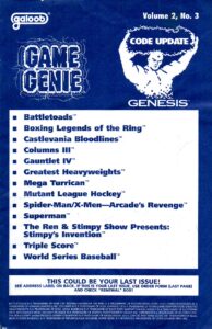 game genie codebook update for sega genesis - volume 2 number 3 (supplement code update booklet with additonal codes not in original manual) (game genie code update) [paperback] [1994] galoob