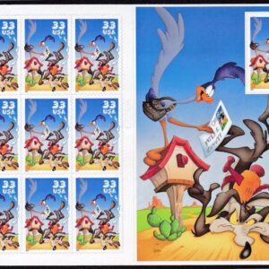 Wile E. Coyote & Road Runner Looney Tunes Sheet of 10 33-Cent Stamps, US, Scott 3391