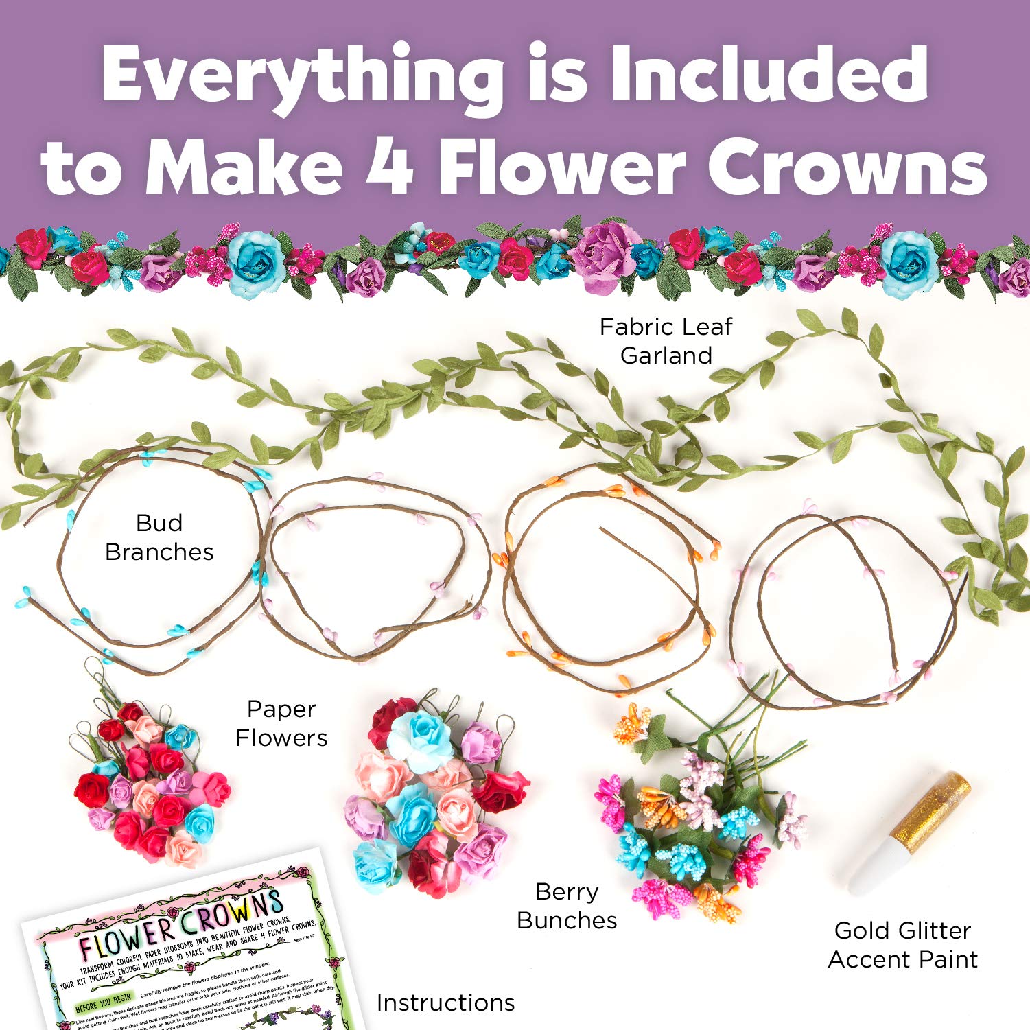 Creativity for Kids Flower Crowns Craft Kit - Create 4 Hair Accessories