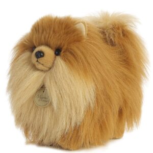 aurora® realistic miyoni® pomeranian stuffed animal - lifelike detail - cherished companionship - brown 9 inches