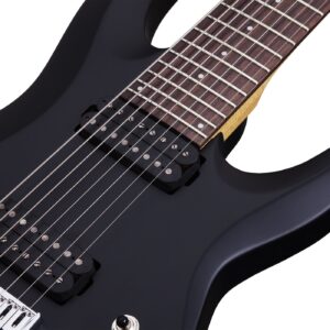 Schecter C-8 DELUXE Satin Black 8-String Solid-Body Electric Guitar, Satin Black