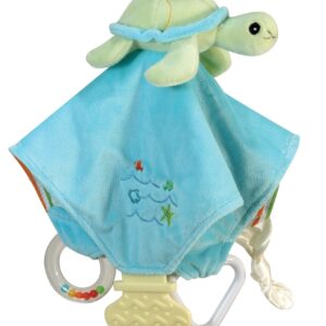 Stephan Baby Go Fish Plush Chewbie Activity Toy and Teething Blankie, Green Sea Turtle