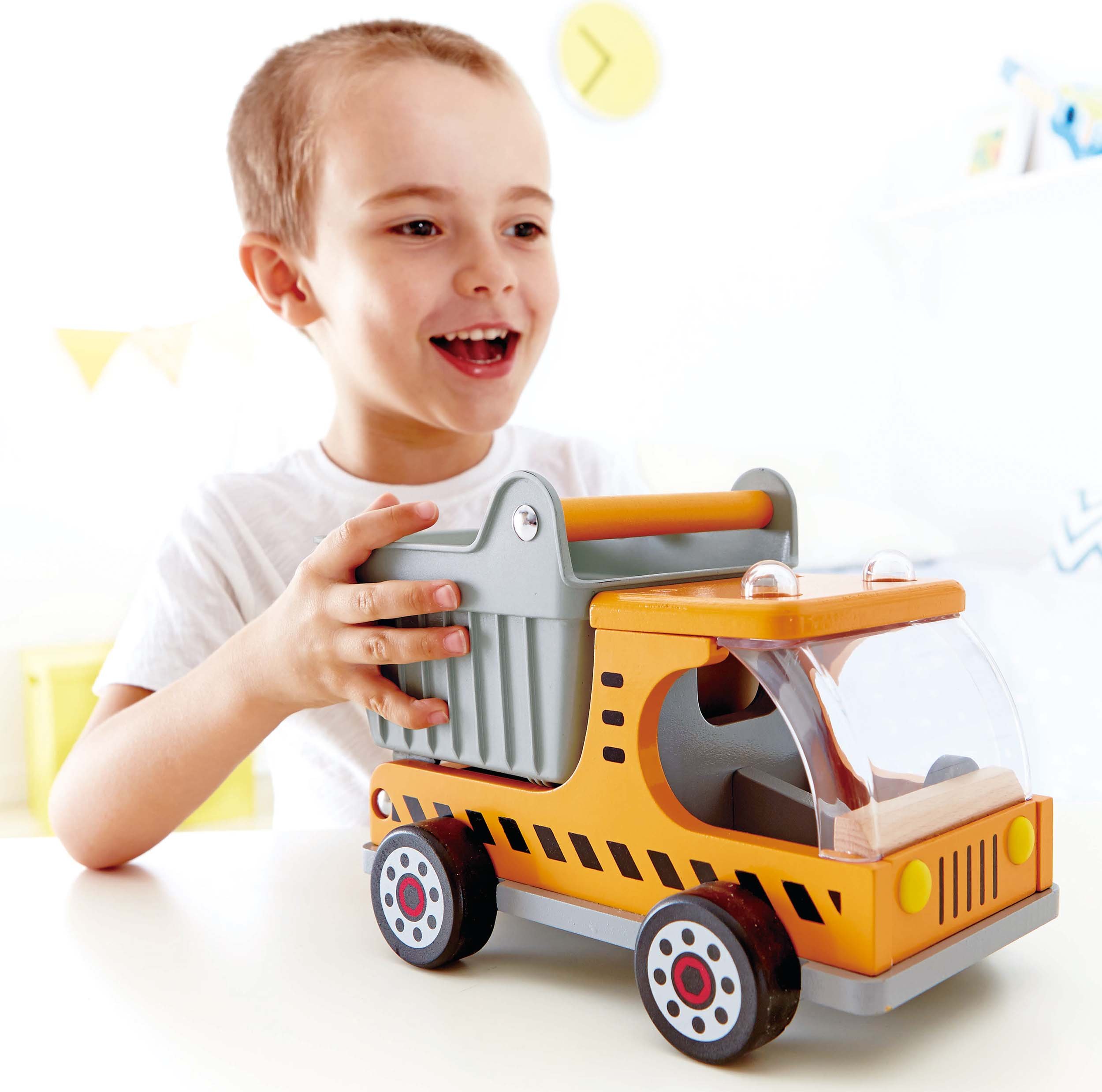 Hape Wooden Dump Truck| Pretend Play Construction Vehicle Toys for Toddlers