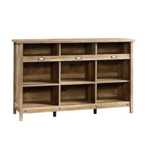 sauder adept storage 9 cubby storage organizer credenza book shelf/bookcase, in craftsman oak