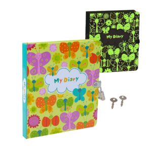 peaceable kingdom press/butterflies glow in the dark lock & key diary