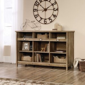 Sauder Adept Storage 9 Cubby Storage Organizer Credenza Book Shelf/Bookcase, in Craftsman Oak