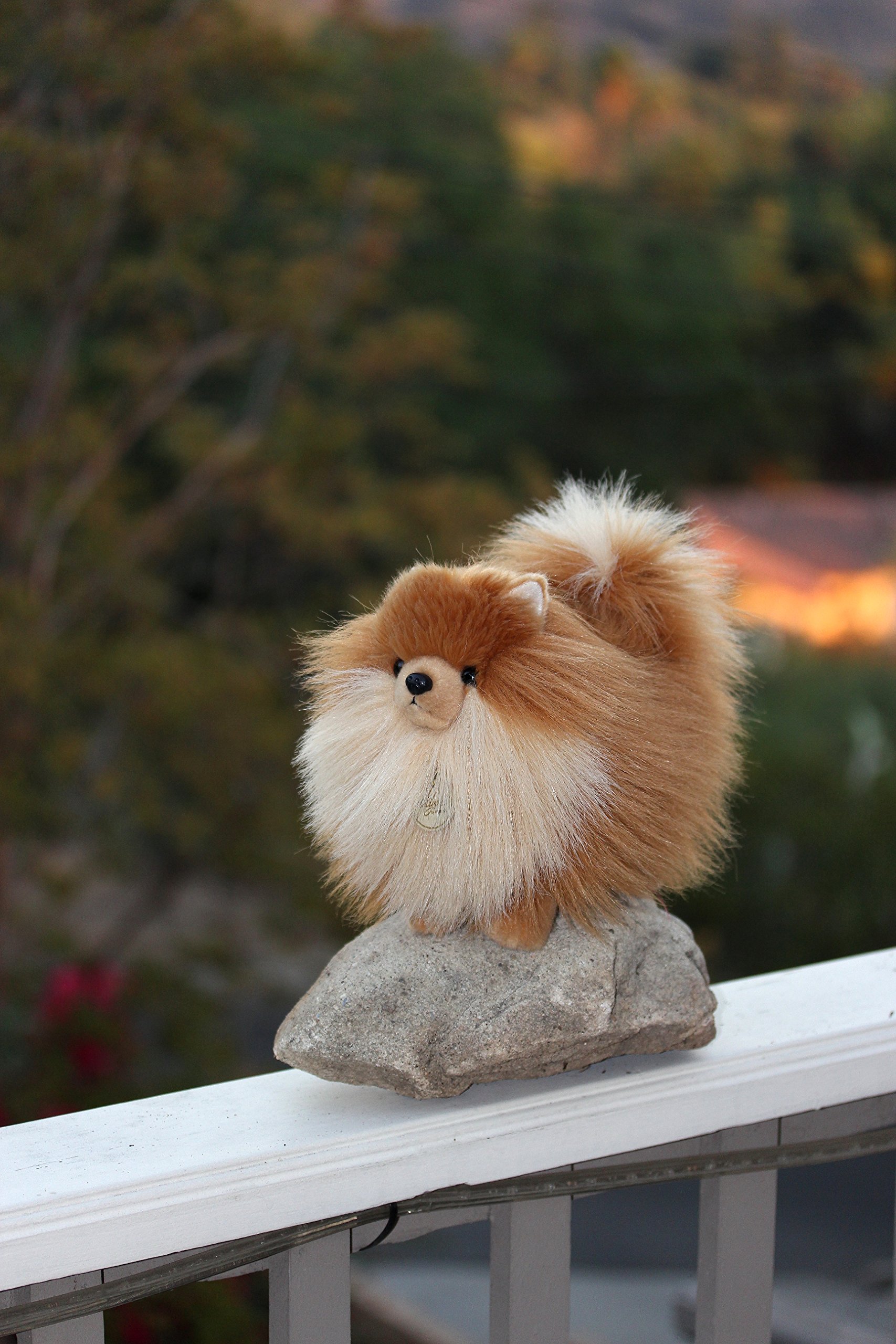 Aurora® Realistic Miyoni® Pomeranian Stuffed Animal - Lifelike Detail - Cherished Companionship - Brown 9 Inches