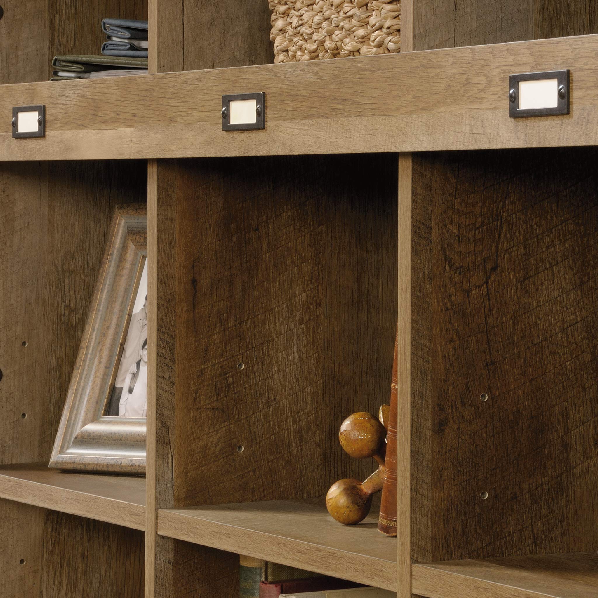 Sauder Adept Storage 9 Cubby Storage Organizer Credenza Book Shelf/Bookcase, in Craftsman Oak