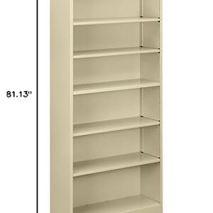 HON S82ABCL Metal Bookcase, Six-Shelf, 34-1/2w x 12-5/8d x 81-1/8h, Putty