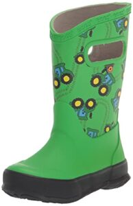 bogs kids rainboot, tractors print - green, size 7 little kid