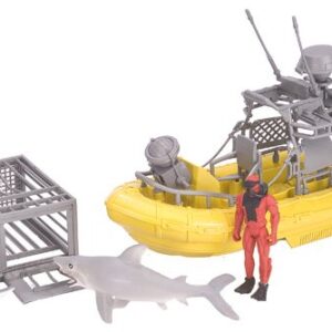 Wild Republic E-Team X Shark Set Playset, Action Figure, Shark, Boat, Diving Cage, Gifts for Kids, 4-Piece Set 15394 , Cuddlekins