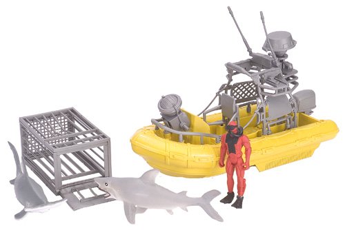 Wild Republic E-Team X Shark Set Playset, Action Figure, Shark, Boat, Diving Cage, Gifts for Kids, 4-Piece Set 15394 , Cuddlekins