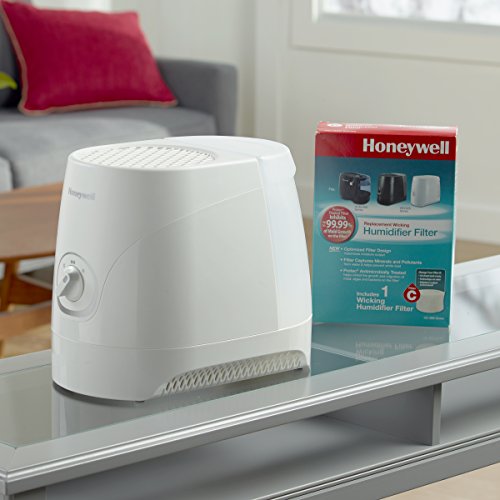 Honeywell Cool Moisture Humidifier White Ultra Quiet with Auto Shut-Off, Variable Settings & Wicking Filter for Small to Medium Rooms, Bedroom, Baby Room