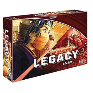 pandemic legacy season 1 red edition board game | board game for adults and family | cooperative board game | ages 13+ | 2 to 4 players | average playtime 60 minutes | made by z-man games