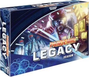 pandemic legacy season 1 blue edition board game for adults and family | cooperative board game | ages 13+ | 2 to 4 players | average playtime 60 minutes | made by z-man games