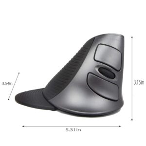 J-Tech Digital ® Scroll Endurance Wireless Mouse Ergonomic Vertical USB Mouse with Adjustable Sensitivity (600/1000/1600 DPI), Removable Palm Rest & Thumb Buttons - Reduces Hand/Wrist Pain