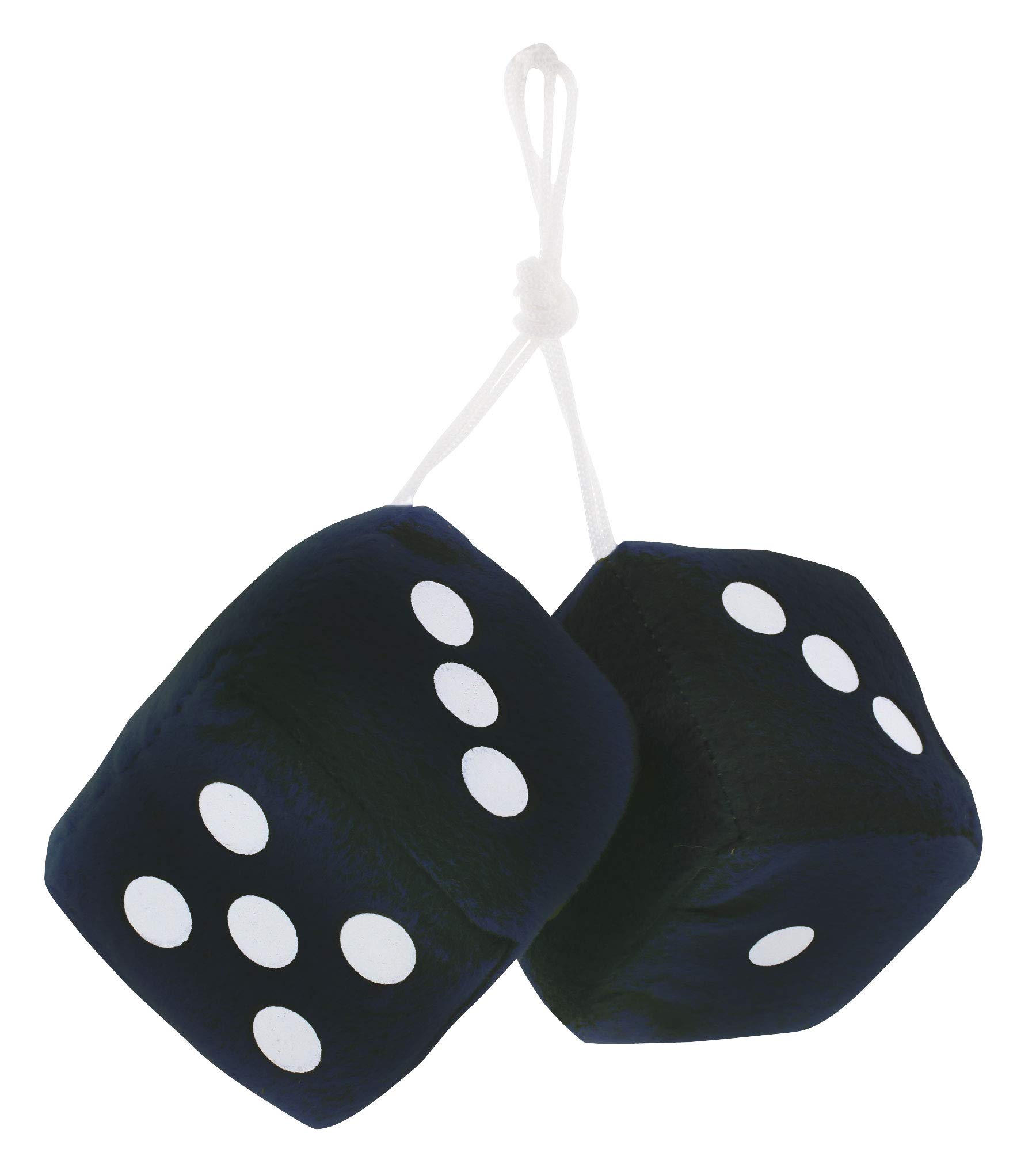 United Pacific C5038K 3”x 3” Classic Hanging Fuzzy Dice, Soft & Fuzzy Hanging Mirror Dice, Decorative Hanging Fuzzy Dice – Black/White Dots – ONE Pair