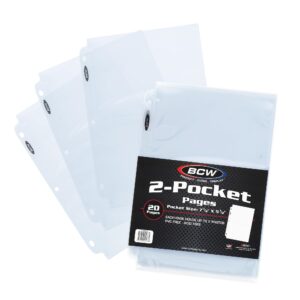 bcw pro 2-pocket envelope page - 20 per pack | holds two 4 1/8" x 9 1/2" envelopes | storing business-sized envelopes or first day covers | archival quality, acid-free| fits standard 3-ring binders