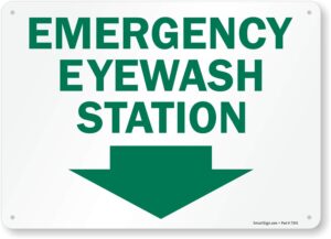 "emergency eyewash station" sign with down arrow by smartsign | 10" x 14" aluminum