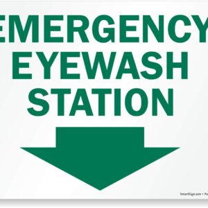 "Emergency Eyewash Station" Sign with Down Arrow by SmartSign | 10" x 14" Aluminum