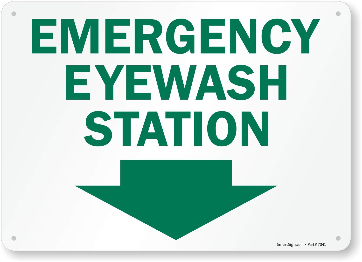 "Emergency Eyewash Station" Sign with Down Arrow by SmartSign | 10" x 14" Aluminum