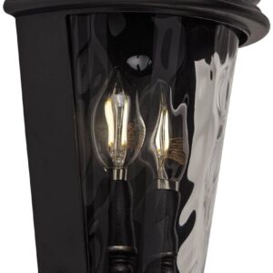 John Timberland Casa Marseille European Outdoor Wall Light Fixture Textured Black Scroll 17" Clear Hammered Glass for Exterior House Porch Patio Outside Deck Garage Yard Front Door Garden Home