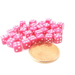 Koplow Games 30 Deluxe Round Cornered Six Sided D6 5mm .197 Inch Small Tiny Dice - Pink