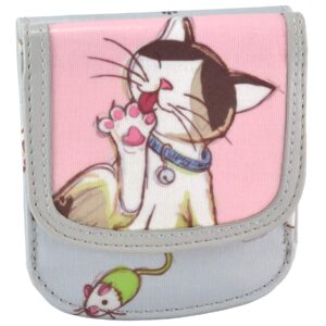 taxi wallet® - tw94-cats - soft faux pleather - compact, front pocket folding wallet - for cards, coins, bills, id (men & women)