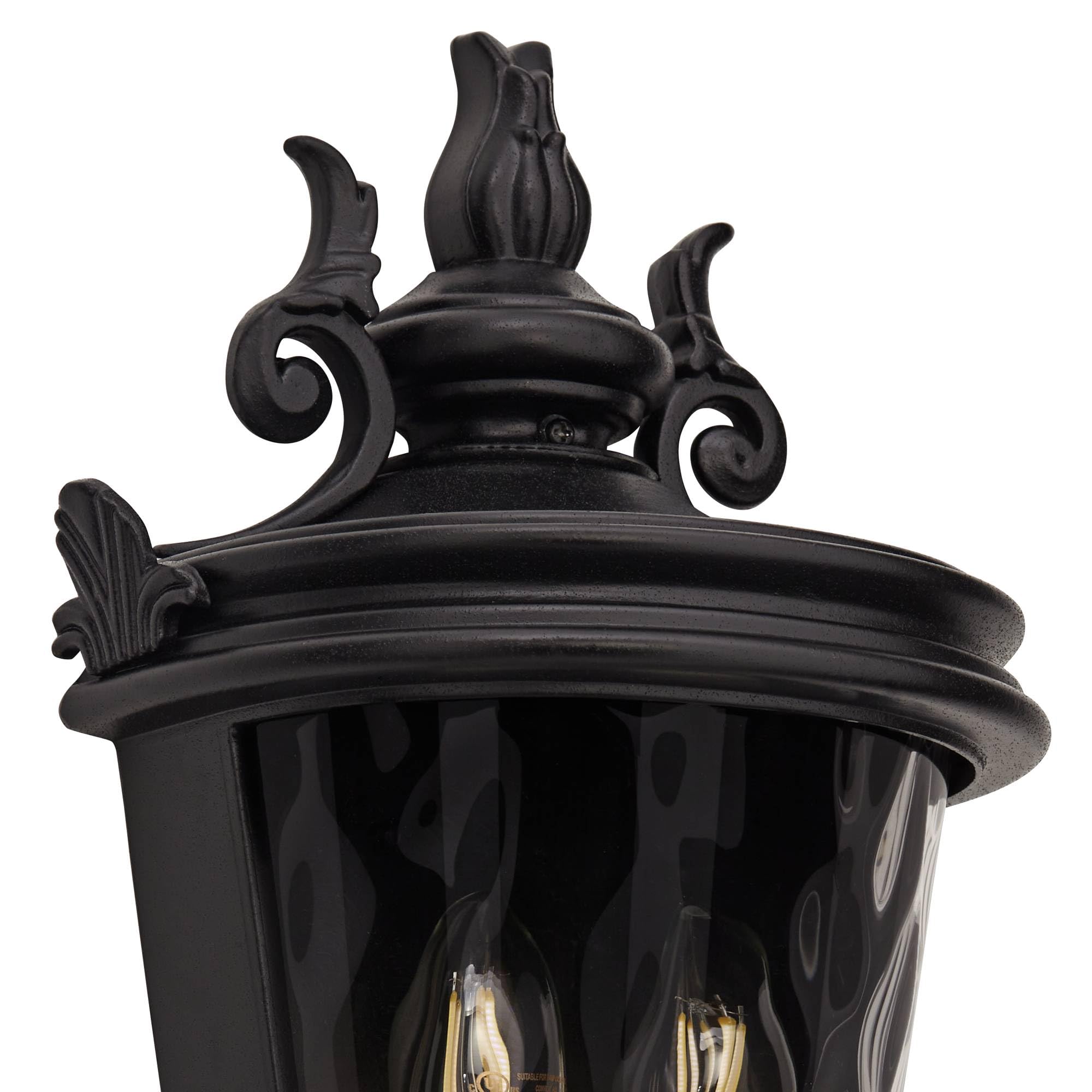 John Timberland Casa Marseille European Outdoor Wall Light Fixture Textured Black Scroll 17" Clear Hammered Glass for Exterior House Porch Patio Outside Deck Garage Yard Front Door Garden Home