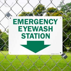 "Emergency Eyewash Station" Sign with Down Arrow by SmartSign | 10" x 14" Aluminum