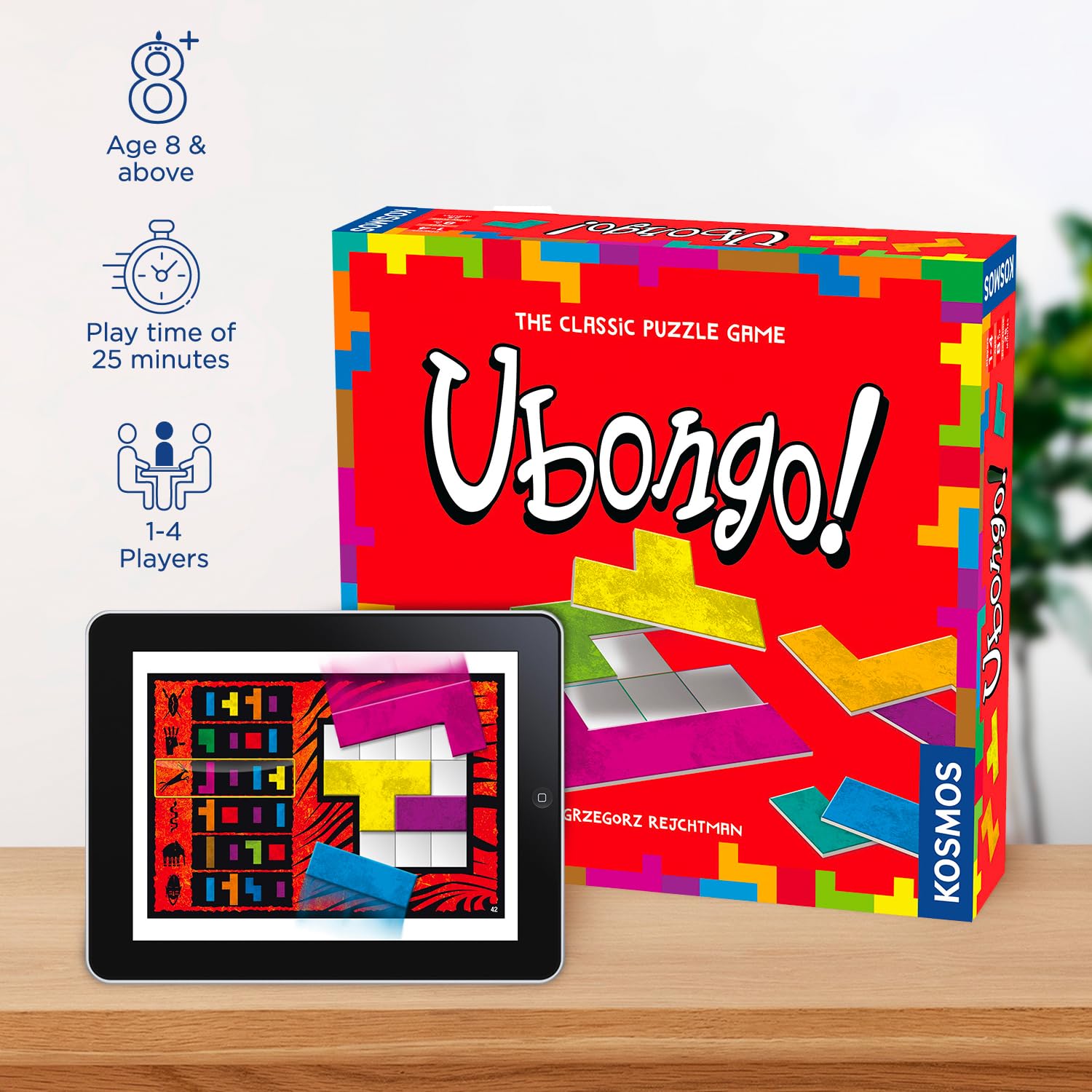 Thames & Kosmos Ubongo - Sprint to Solve The Puzzle | Family Friendly Fun Game | Highly Re-Playable | Quality Components (Made in Germany) , Orange