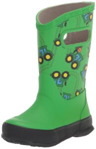 bogs kids rainboot, tractors print - green, size 8 little kid