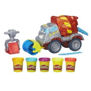 hasbro play-doh max the cement mixer toy construction truck with 5 non-toxic play-doh colors, 2-ounce cans (amazon exclusive)