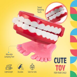 Dazzling Toys Plastic Fake Teeth - Pack of 12 Jumping Walking Chattering Wind Up Toys for Kids, Mini Amusement Toy for Gift, Goody Bag & Stocking Stuffer, Silly Prank Stuff, Halloween Party Favors