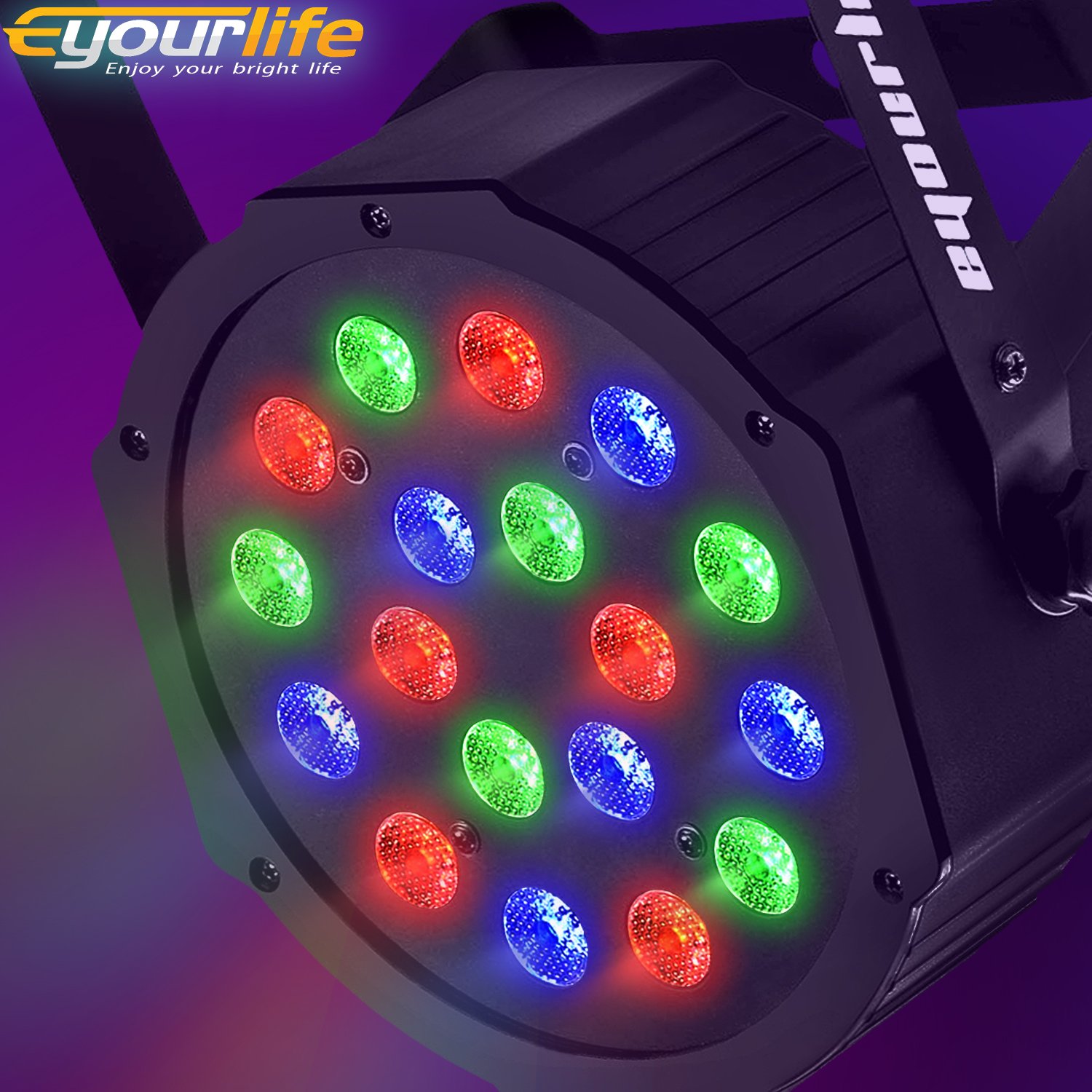 Eyourlife 8PCS 18 X 3W LED Stage Light DJ Par Lights 54W RGB Par 64 DMX512 Uplighting for Dj Stage Lighting Show Disco Party Light