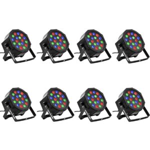 eyourlife 8pcs 18 x 3w led stage light dj par lights 54w rgb par 64 dmx512 uplighting for dj stage lighting show disco party light