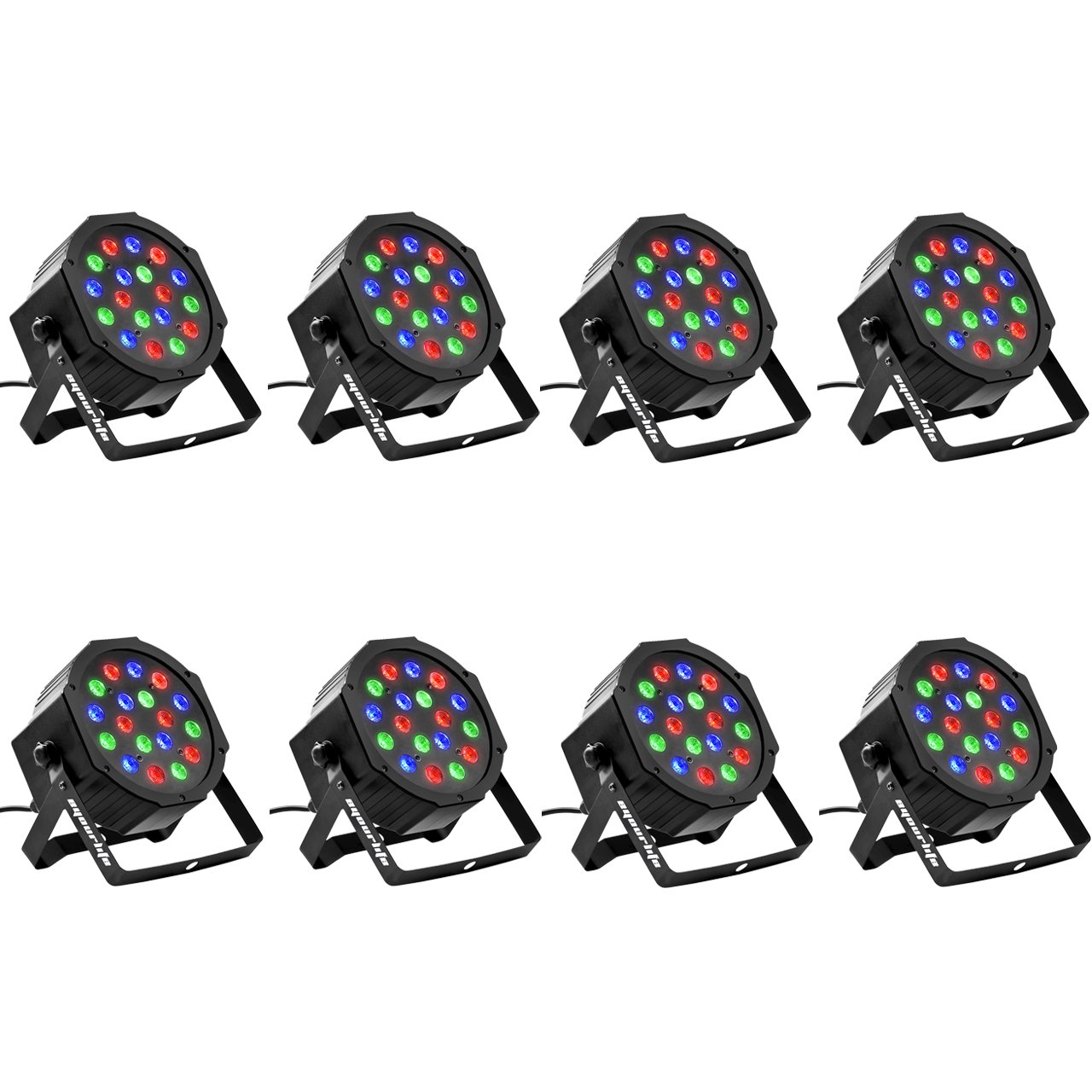 Eyourlife 8PCS 18 X 3W LED Stage Light DJ Par Lights 54W RGB Par 64 DMX512 Uplighting for Dj Stage Lighting Show Disco Party Light