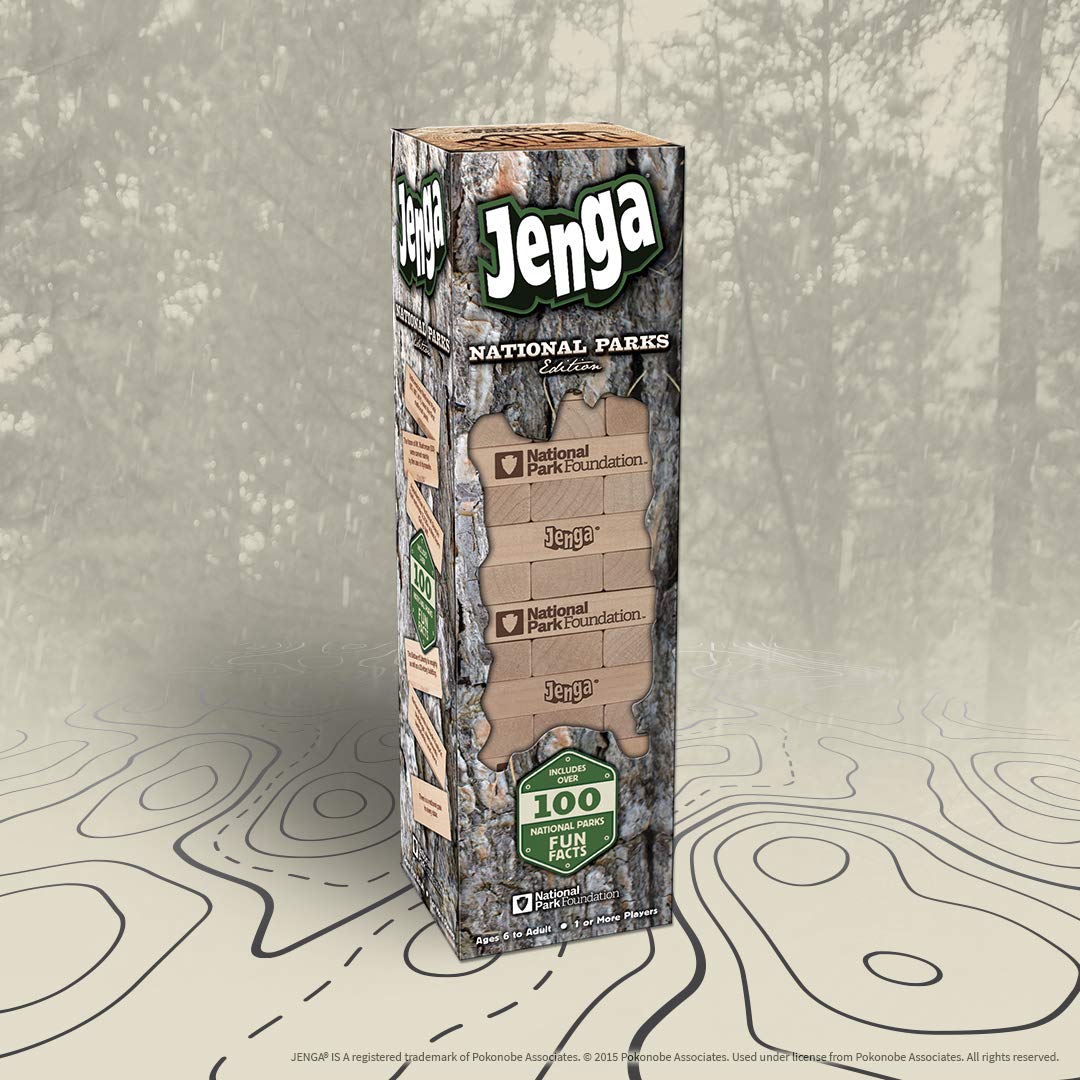 USAOPOLY JENGA National Parks | Classic Jenga Wooden Block Game with a National Parks Theme | Perfect Travel Game for Families | Celebrate US National Parks Service