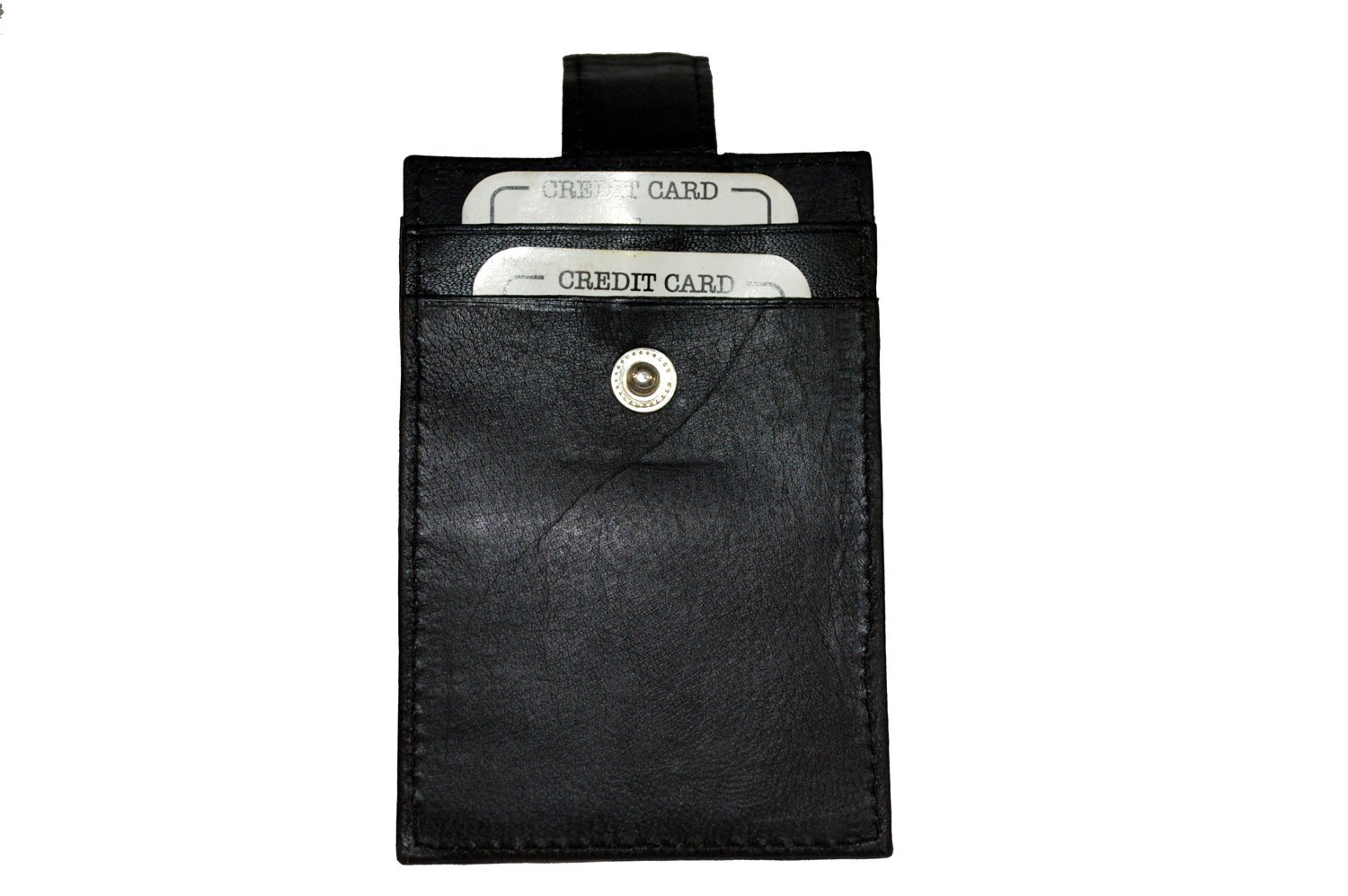 Id Holder with Belt Loop and Credit Card Slots - Genuine Leather