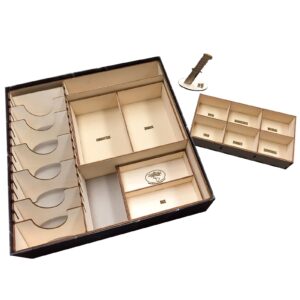 the broken token board game organizer - dead of winter compatible wood storage box with multiple trays and dividers