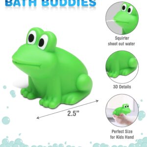 DolliBu Frog Bath Buddy Squirter - Floating Green Frog Rubber Bath Toy, Fun Water Squirting Bathtime Play for Toddlers, Cute & Soft Animal Toy for The Bathtub, Beach & Pool for Girls & Boys - 3 Inch