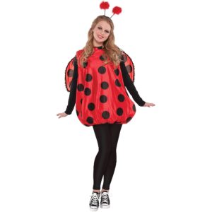 amscan darling ladybug halloween costume for women, standard, headband, wings included (leg warmers not included)