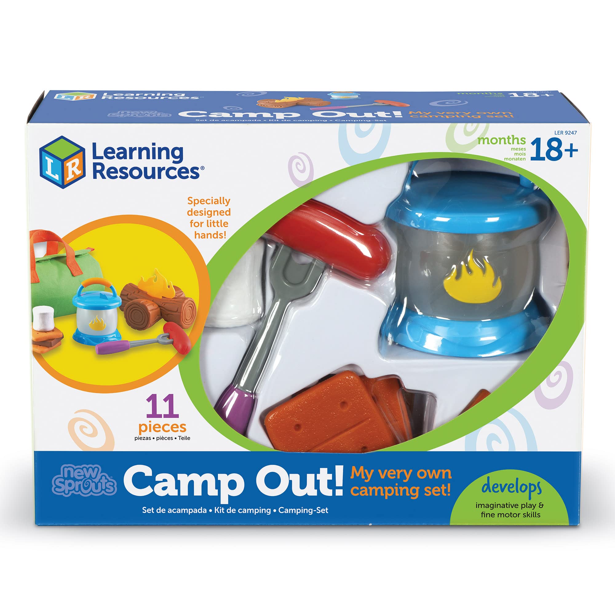 Learning Resources New Sprouts Camp Out! My Very Own Camping Set - 11 Pieces, Ages 18+ months Toddler Camping Toys, Outdoor Toys, Camp Out Play Set for Kids, Camping for Preschoolers